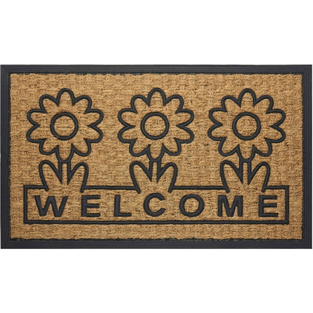 Achim Coco Mat Daisy Door Mat,18" x 30", Brown - Walmart.com