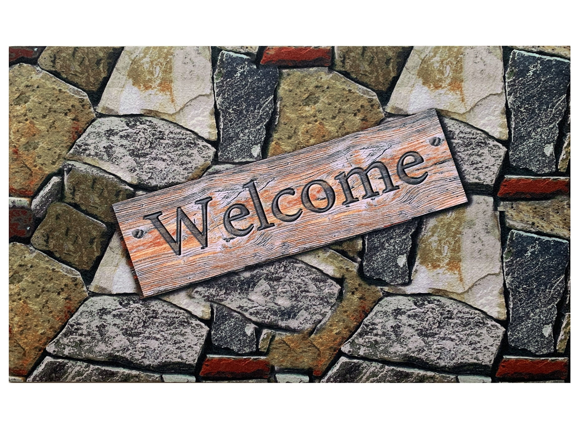 Achim Home Decor Quarry 30x18 Welcome Outdoor Rubber Entrance Mat in ...