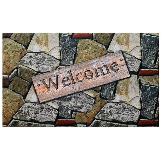 Achim Home Decor Quarry 30x18 Welcome Outdoor Rubber Entrance Mat in ...