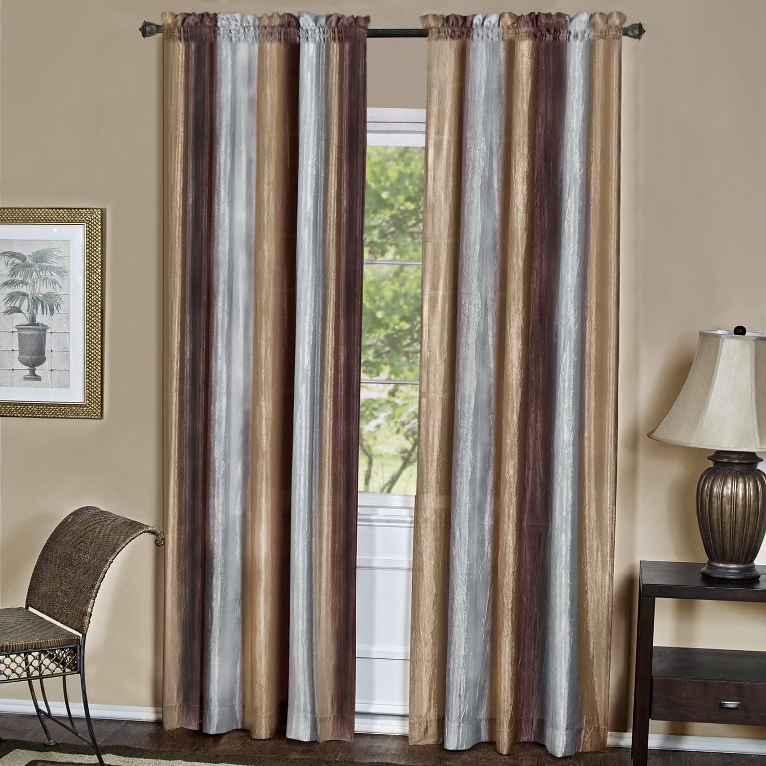 Achim Home Furnishings Ombre Window Curtain Panel, 50 x 84, Chocolate ...