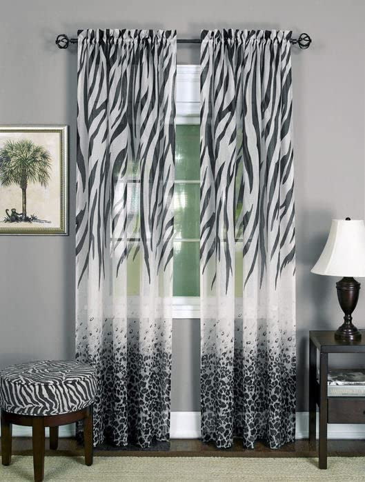 Achim Importing Bundle: 2 Items: Set of 2 Kenya Animal Print Sheer ...