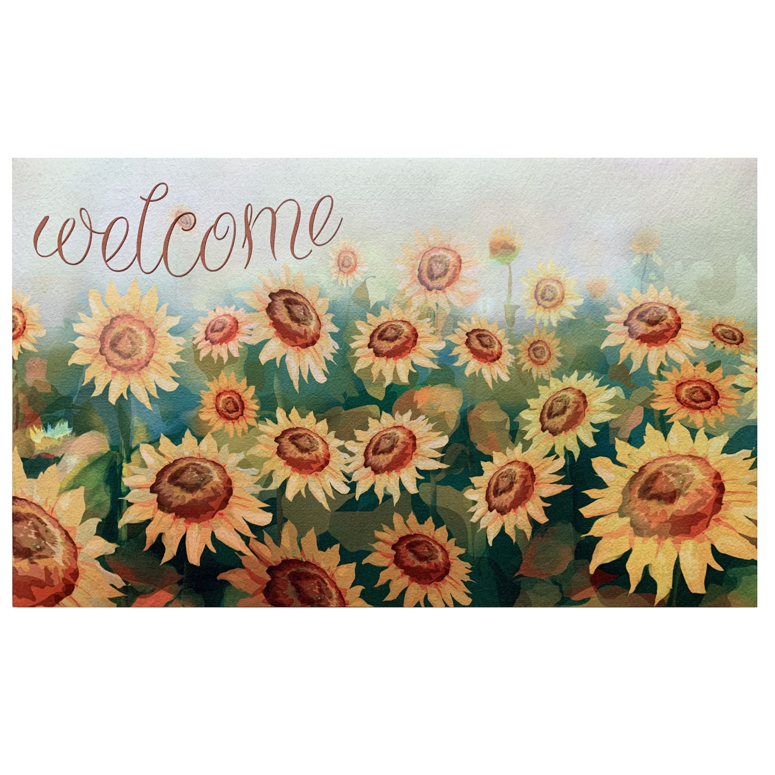 Achim Welcome Rubber Outdoor Doormat, Sunflower Field, 18" x 30 ...
