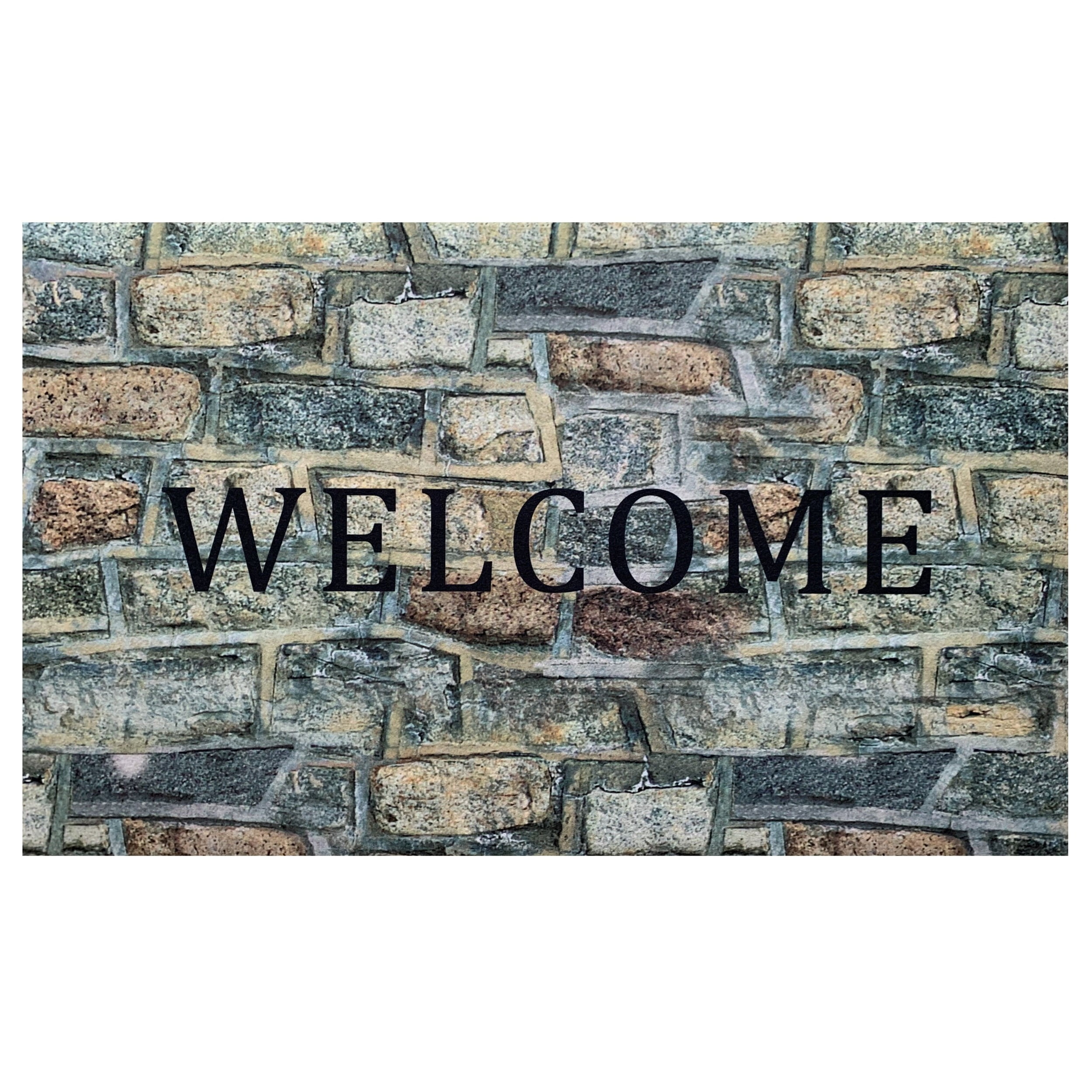 Achim Welcome Rubber Outdoor Doormat, Welcome Stone, 18" x 30 ...