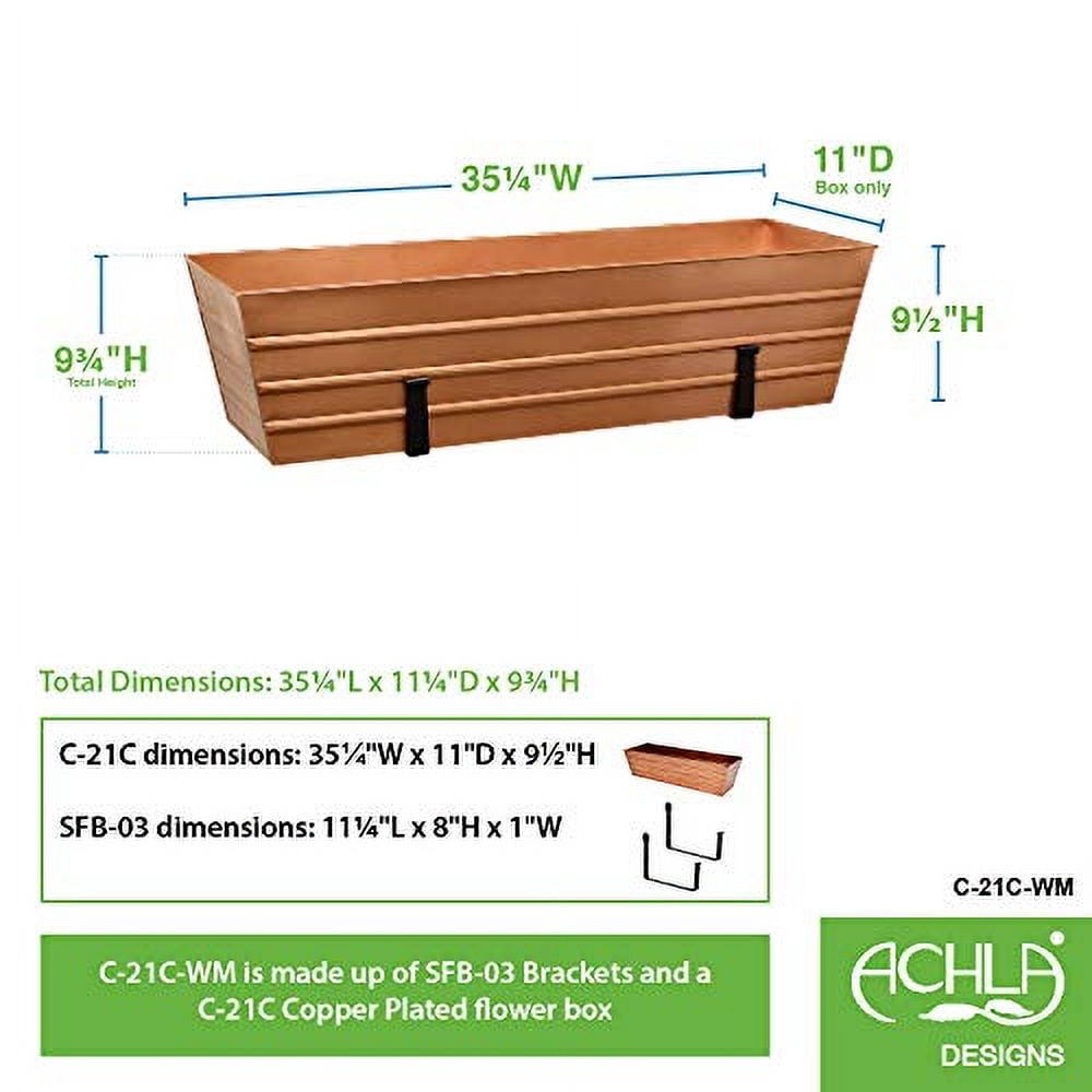 Achla Designs C-21C-WM Large Flower Wall Window Box with Brackets ...