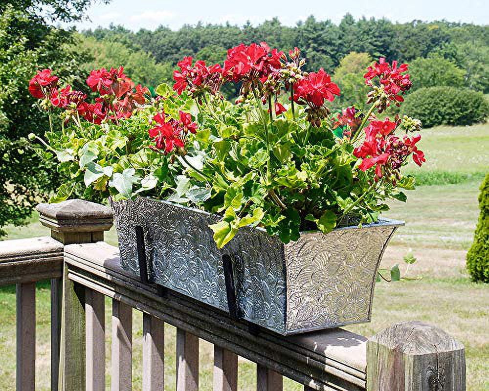 Achla Designs Embossed Galvanized Flower Window Box Planter, 24-in ...