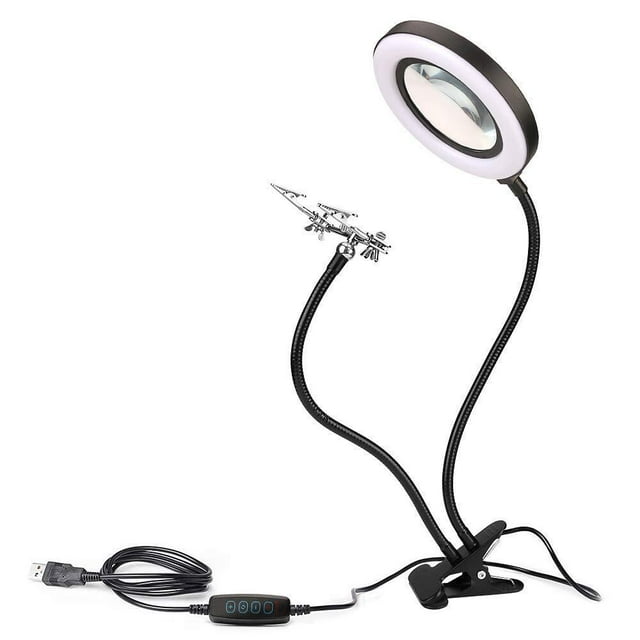 Achort LED Light Magnifying Lamp, 10X Adjustable Magnifying Glass Stand ...