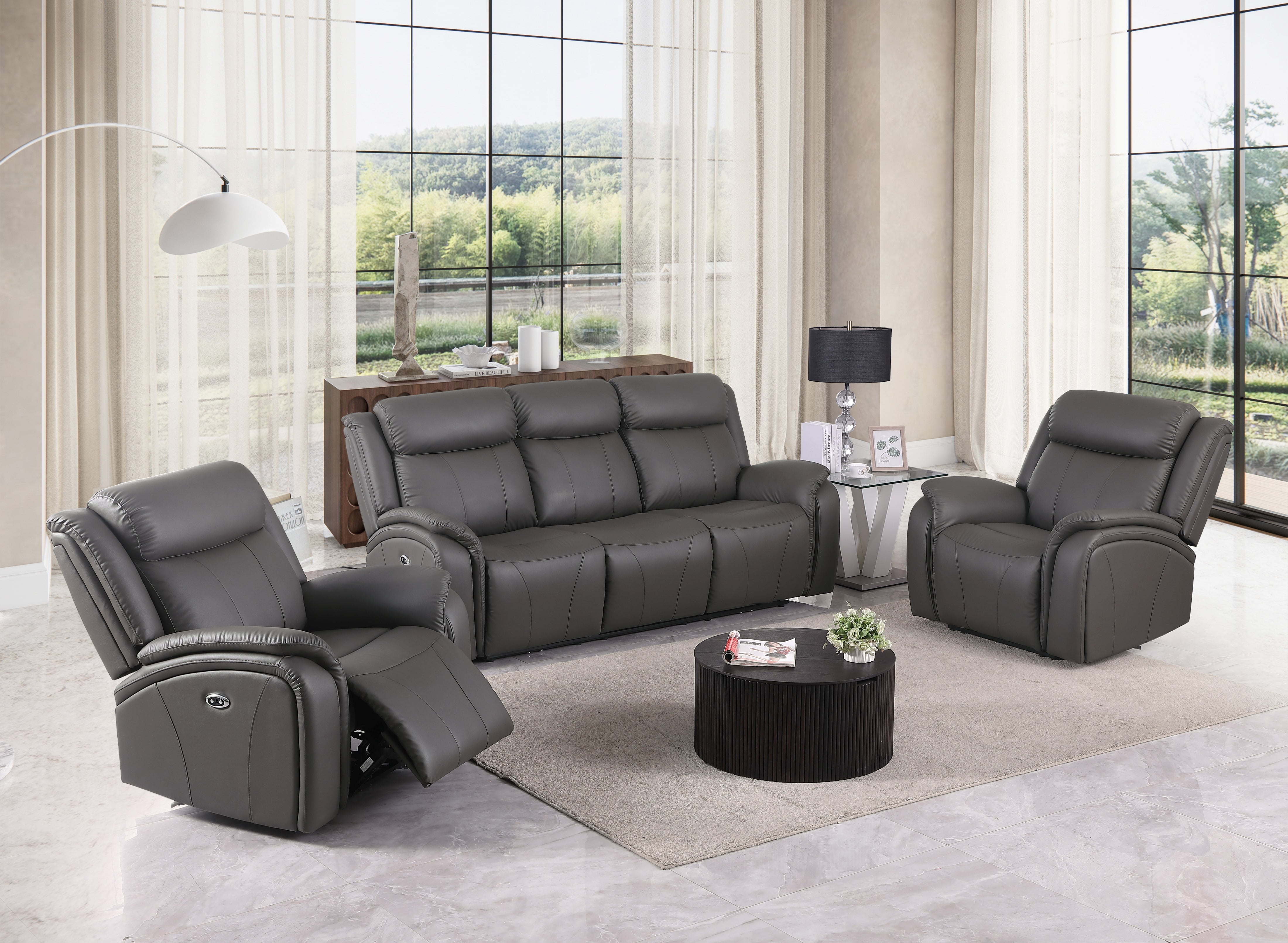 Achouhada Electric Recliner Leather Sofa - Walmart.com