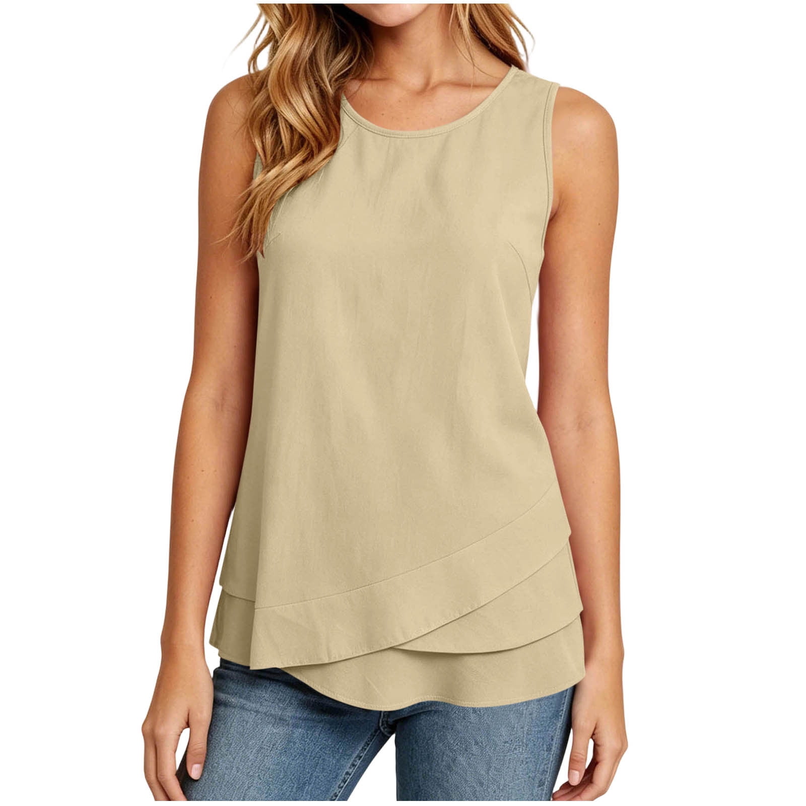 Achuyrbd Tank Tops for Women Cotton Linen Loose Fit Sleeveless Top ...