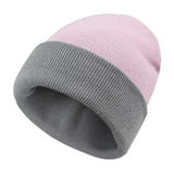 Achuyrbd Two-Tone Ribbed Knit Beanie, Unisex Winter Warm Cuffed Skull ...