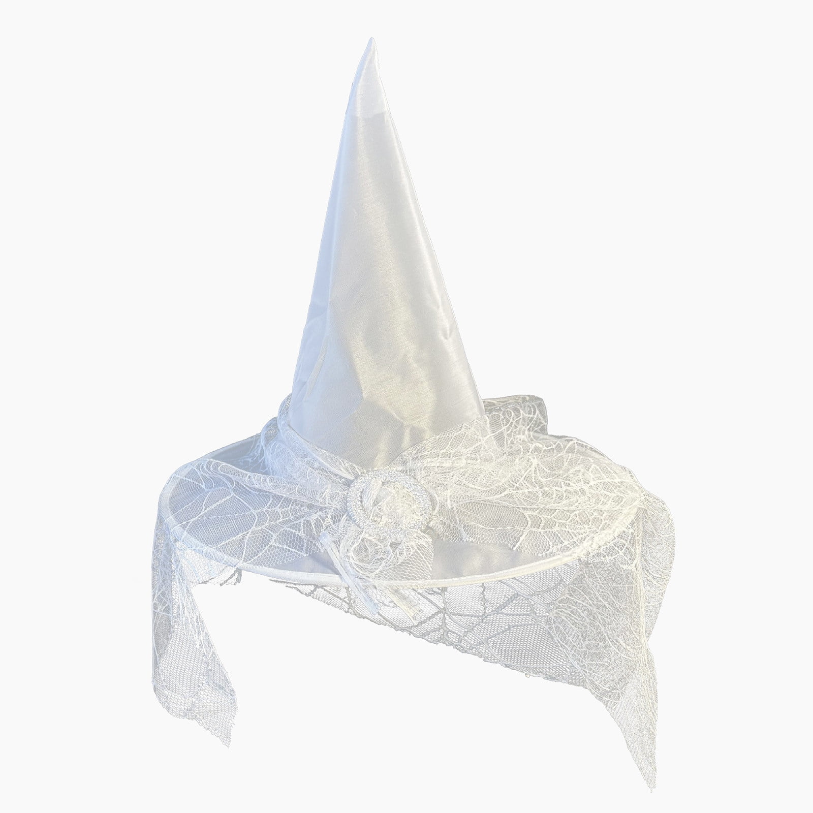 Achuyrbd White Lace Witch Hat with Rhinestone Decor, Halloween Cosplay ...