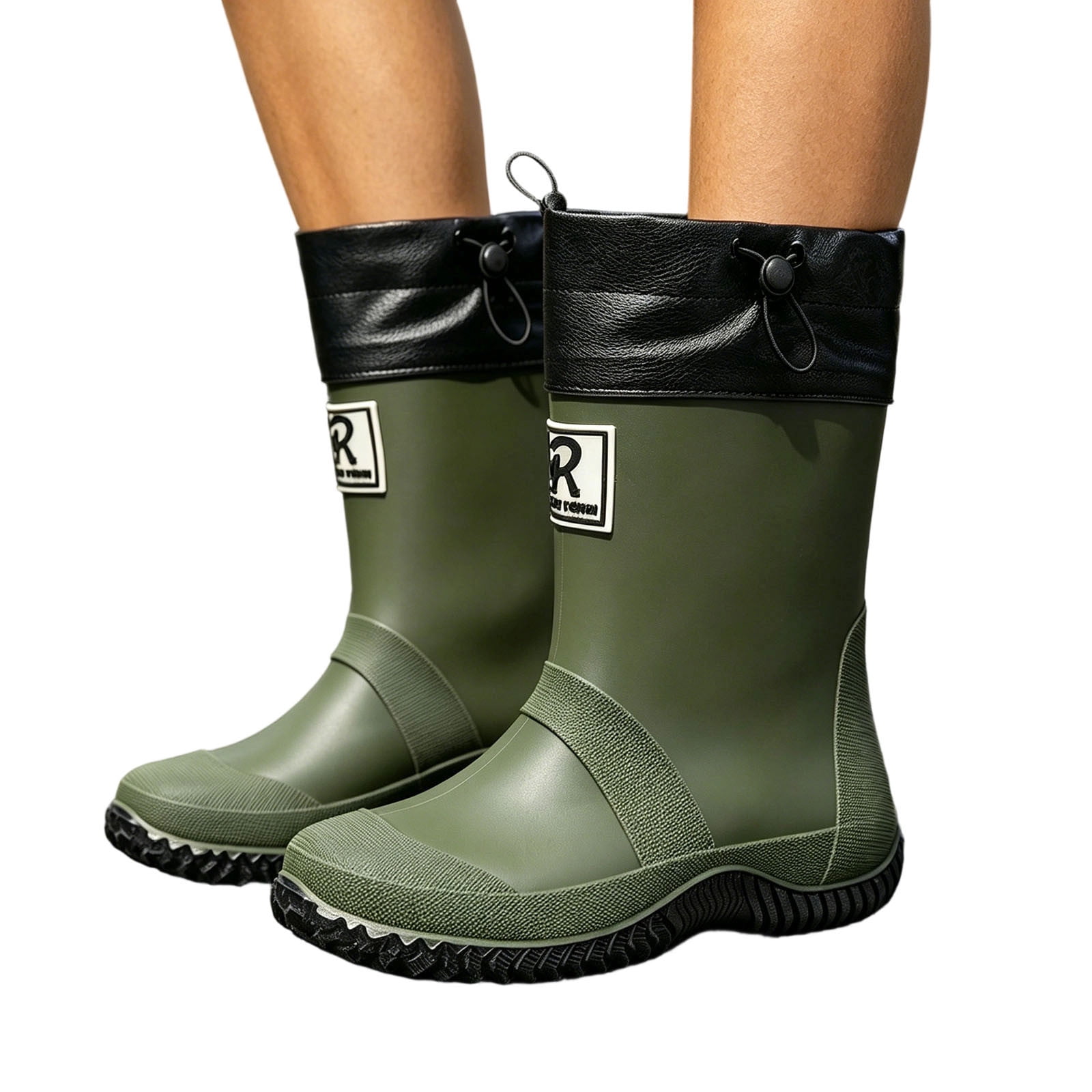 Achuyrbd Women's Mid-Calf PVC Rain Boots, Waterproof Non-Slip Thick ...