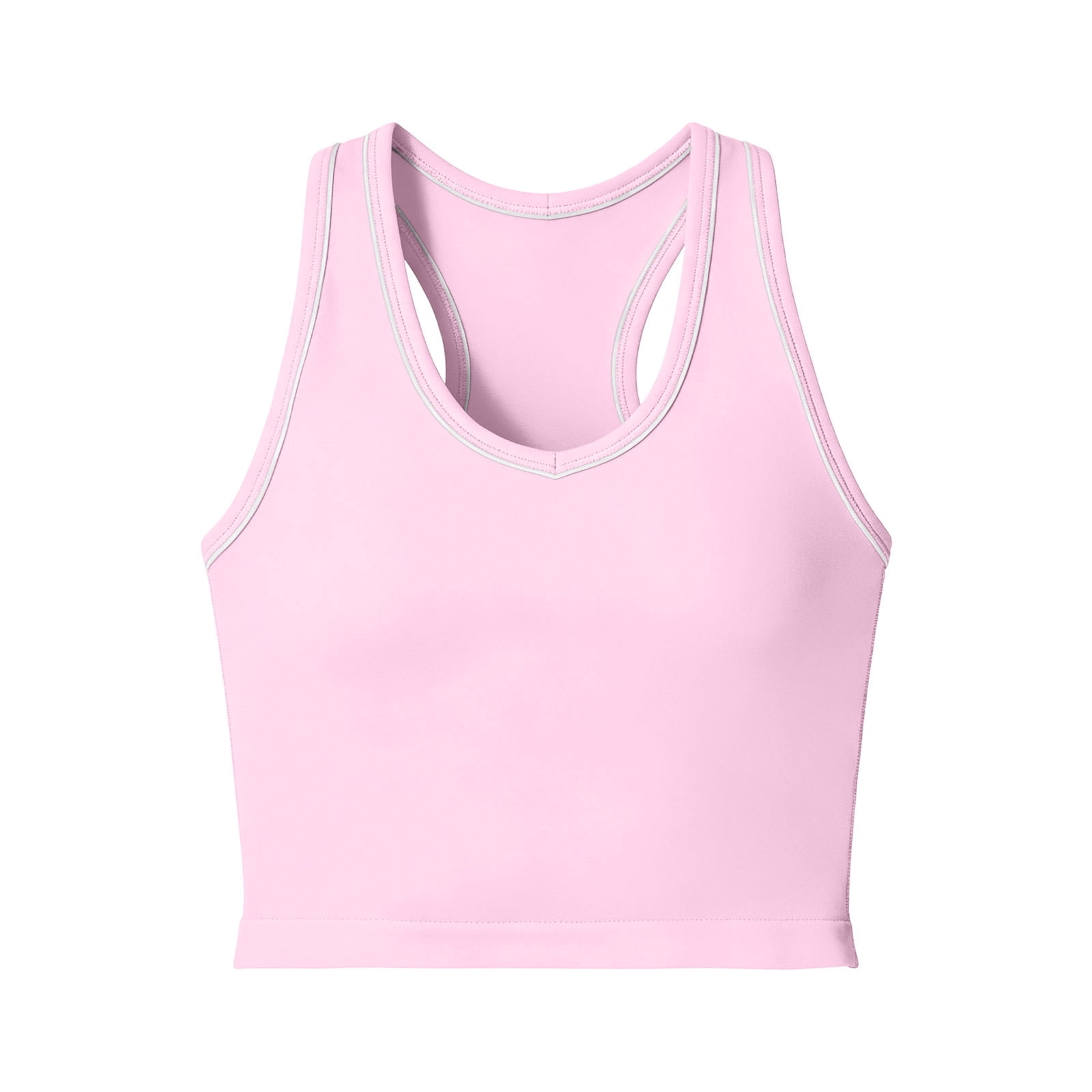 Achuyrbd Women's Piping Trim Halter Crop Tank Top, Scoop Neck Slim Fit ...
