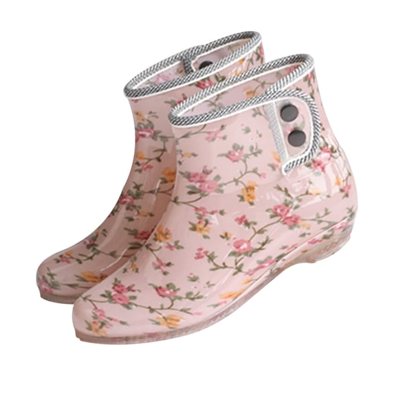 Achuyrbd Women's Short Rain Boots Waterproof PVC Ankle Booties with ...