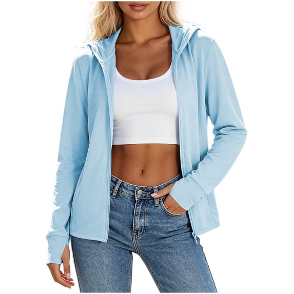 Achuyrbd Women's UPF 50+ Sun Protection Hoodie Jacket, Zip-Up Long ...