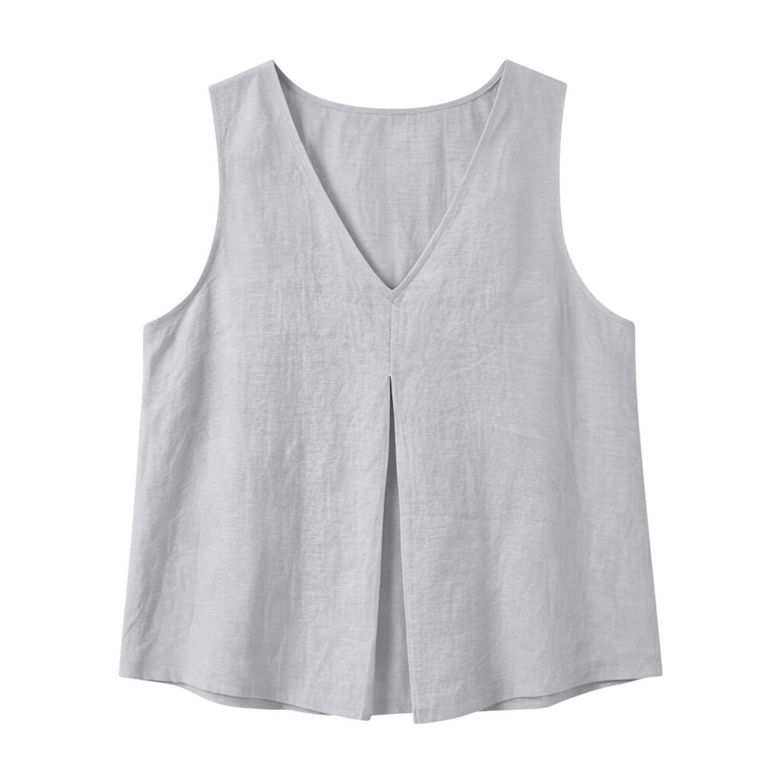 Achuyrbd Women's V Neck Pleated Front Sleeveless Tank Top, Textured ...