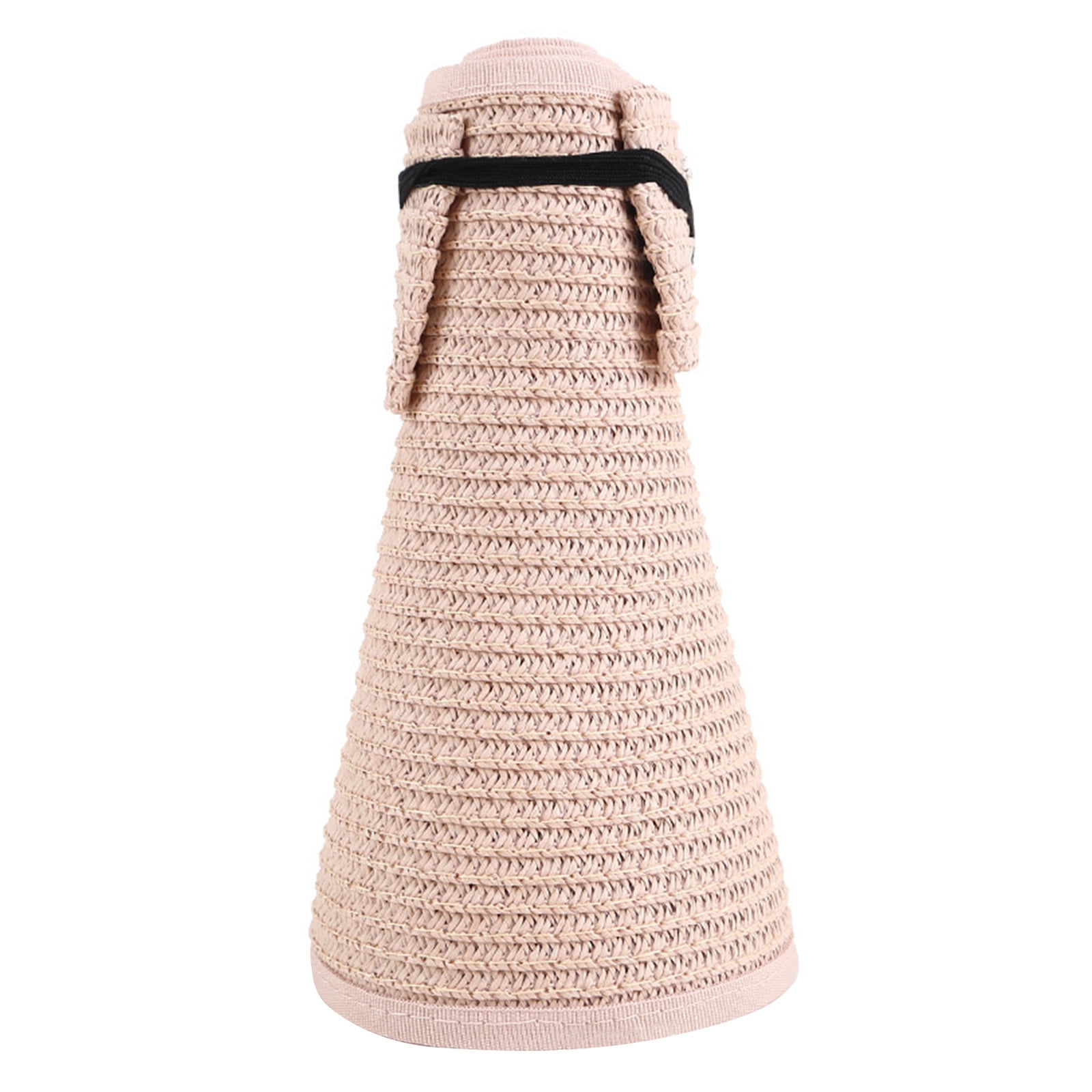 Achuyrbd Women's Wide Brim Straw Visor Hat, Foldable Packable Hollow ...