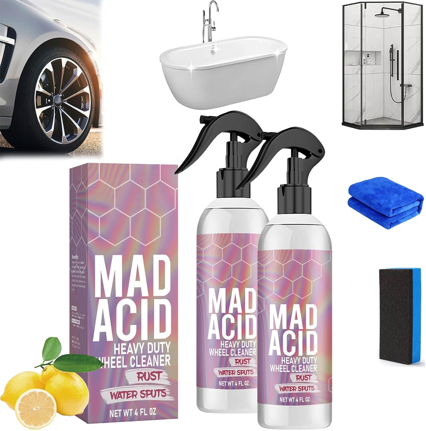 Acid Glass Cleaner, 4/16oz Acid Shower Cleaner, Acid Water Spot Remover Shower, Acid Versatile ...