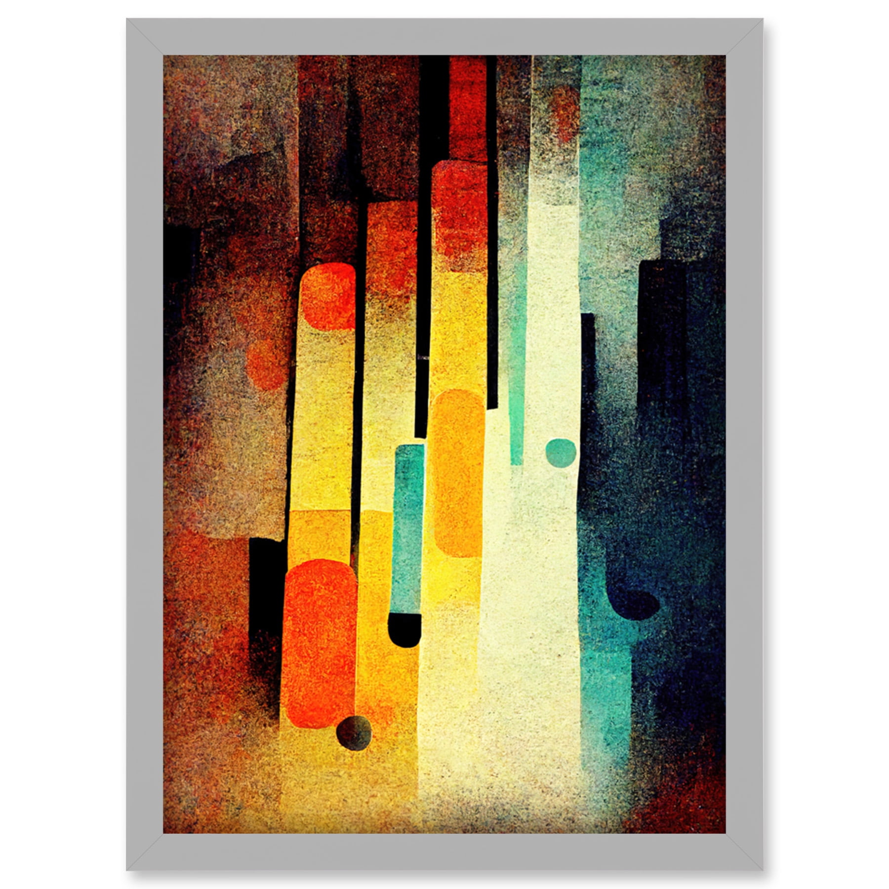 Acid Jazz Retro Colourful Boho Abstract Artwork Framed Wall Art Print ...