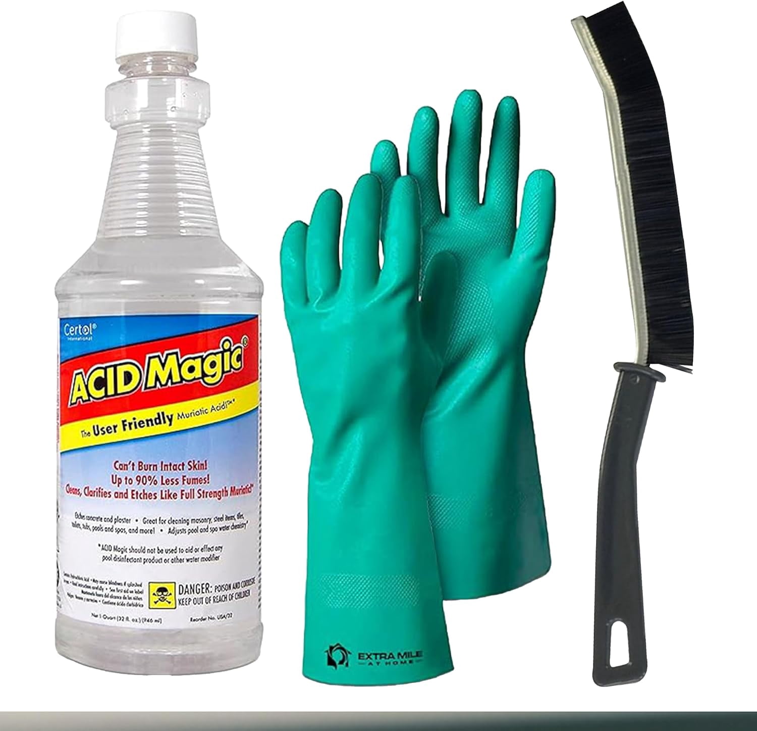 Acid Magic 32 oz Grout Cleaner Bundle with Heavy-Duty Gloves & Grout ...