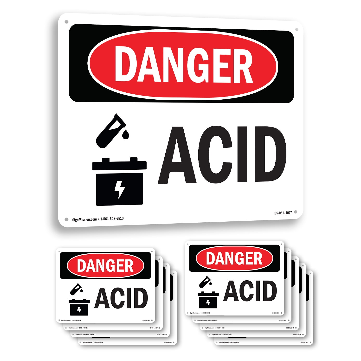 Acid OSHA Danger Aluminum Sign 24 Inch x 18 Inch - 10 Pack - Walmart.com