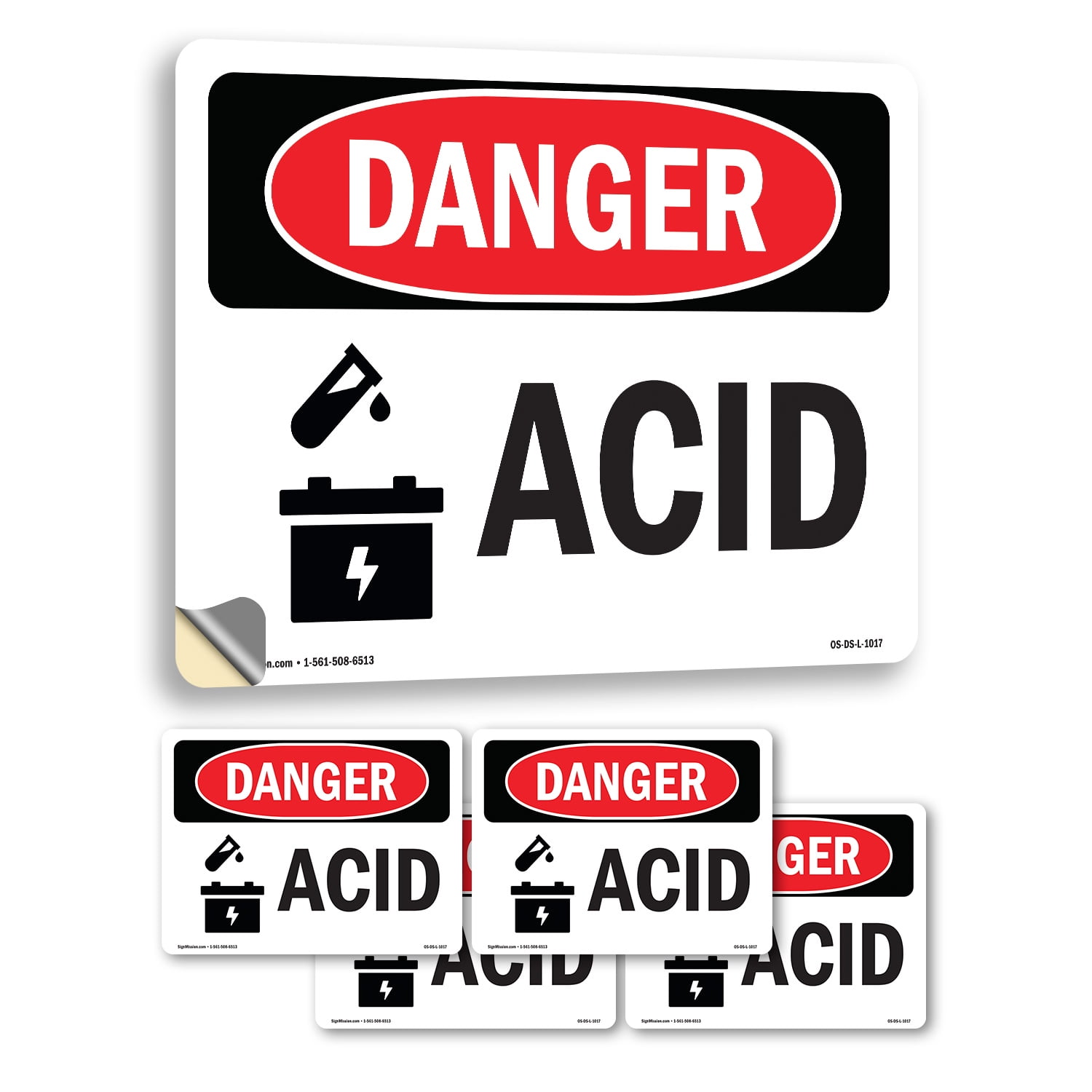Acid OSHA Danger Vinyl Decal Label 18 Inch x 12 Inch - 5 Pack - Walmart.com
