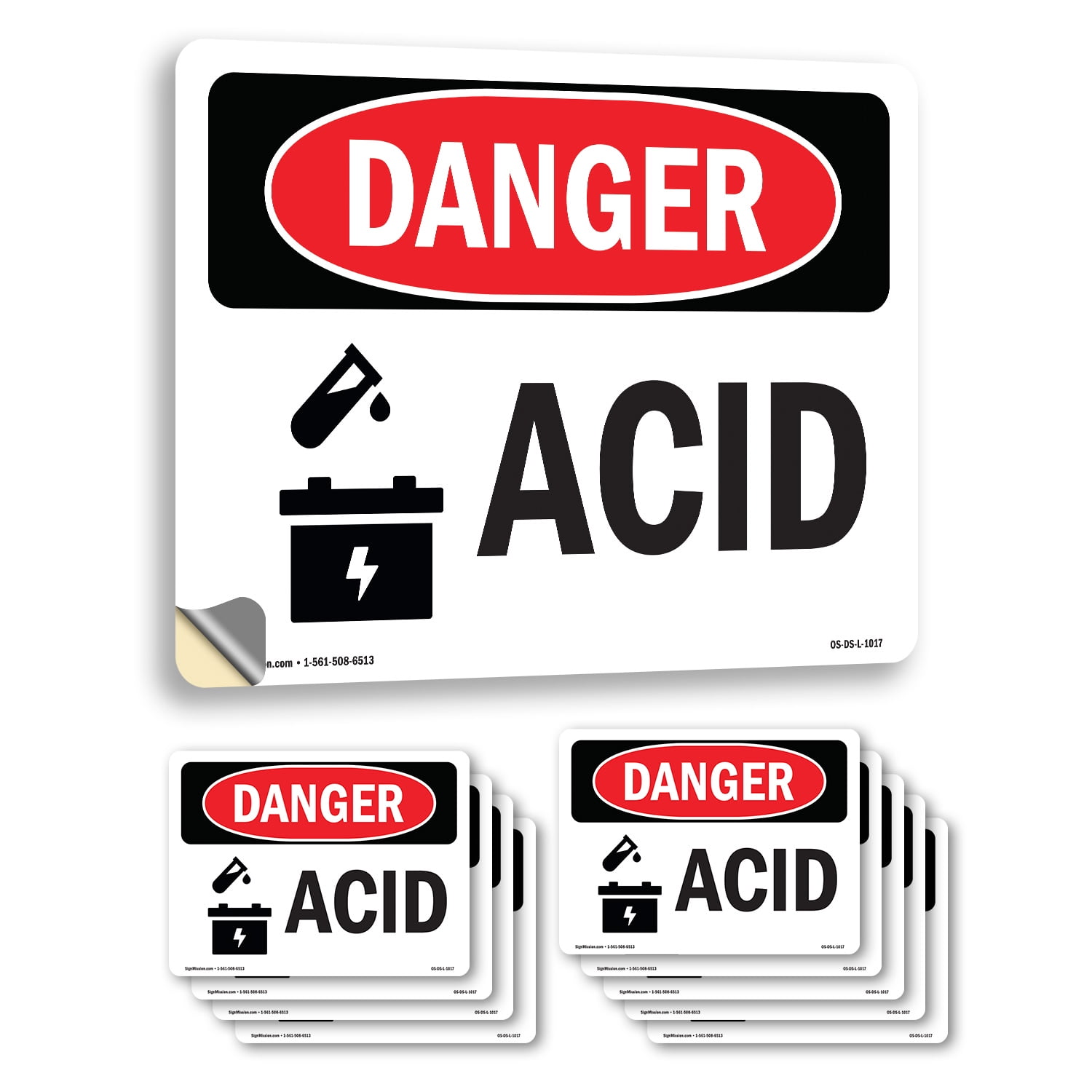 Acid OSHA Danger Vinyl Decal Label 24 Inch x 18 Inch - 10 Pack ...
