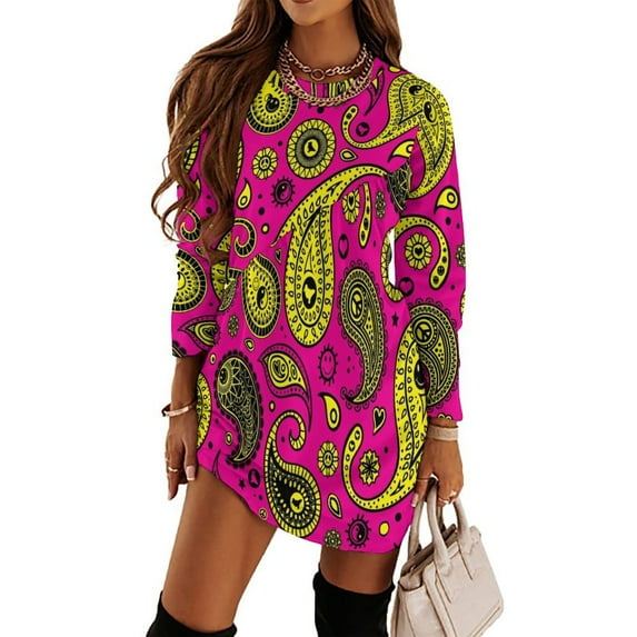 Acid Paisley Bubble Strawberry Long Sleeved Dress sexy short dresses ...