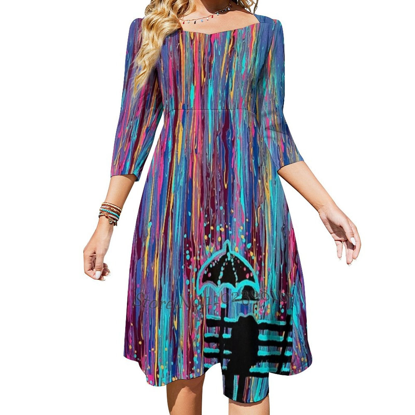 Acid Rain Evening Party Dresses Midi Sexy Dress Female Sweet One Piece ...