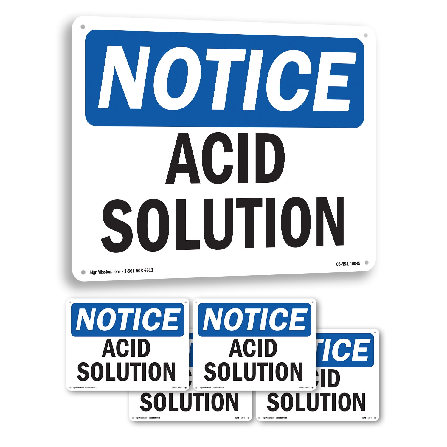 Acid Solution OSHA Notice Rigid Plastic Sign 10 Inch x 7 Inch - 5 Pack ...