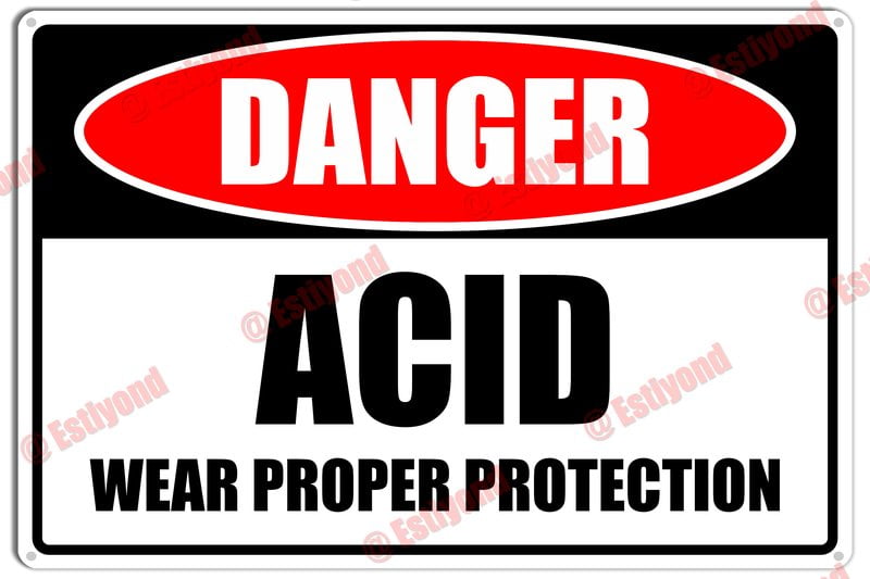 Acid Wear Proper Protection Caution Warning Notice Aluminum Metal Sign ...