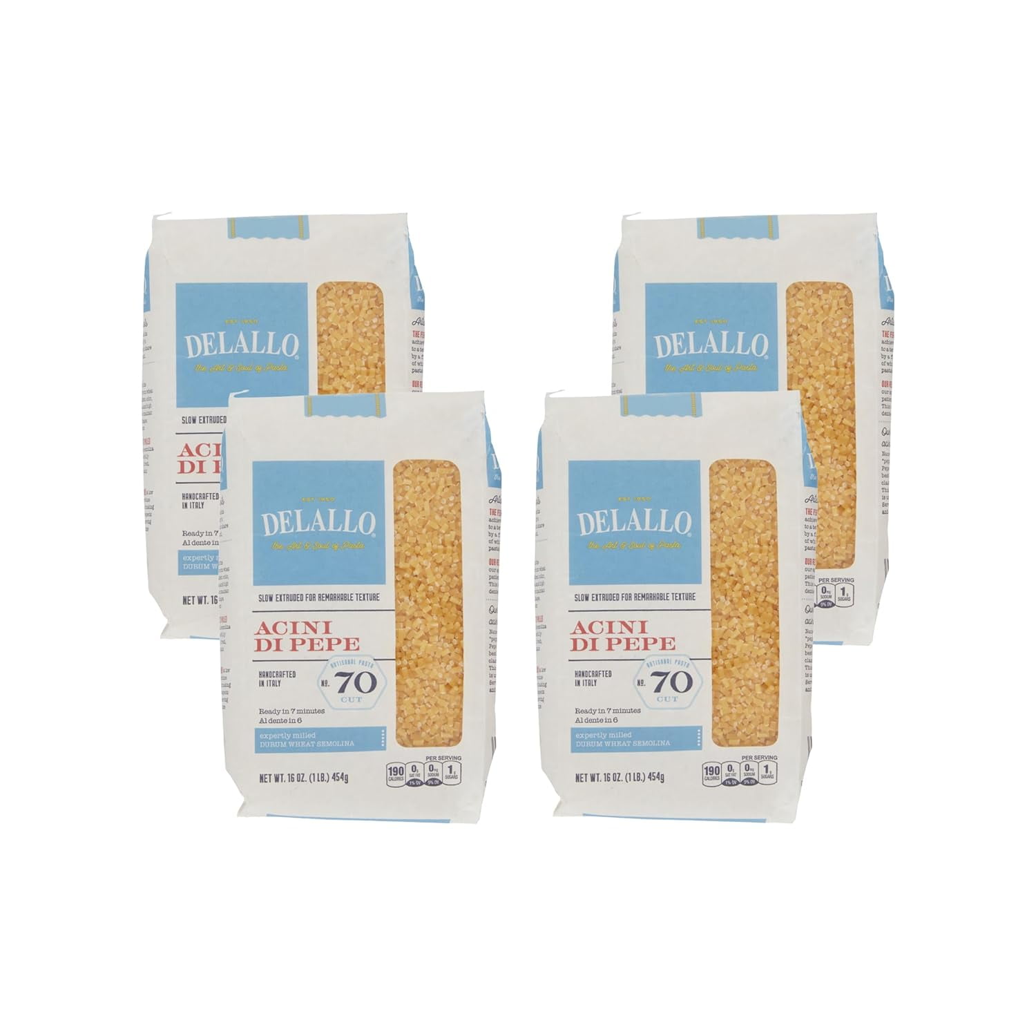 Acini di Pepe Pasta, 1 Pound Bag, (4 Pack), Pastina Pasta Made in Italy ...
