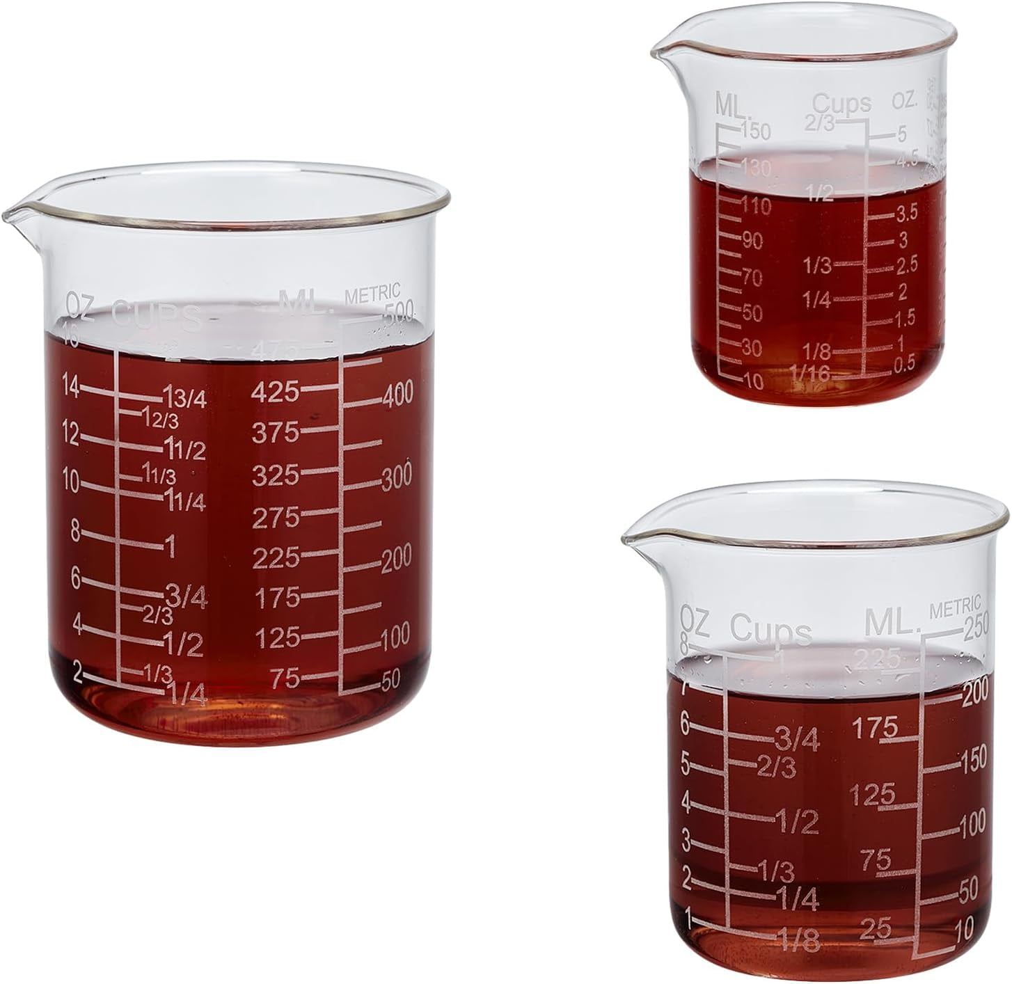 Ackers Etching Scale Glass Measuring Cup Set, Includes 1/2-Cup, 1-Cup ...