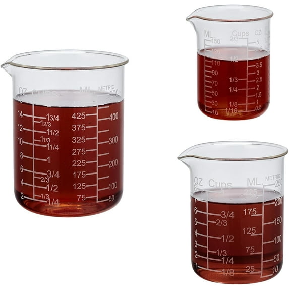 Ackers Etching Scale Glass Measuring Cup Set, Includes 1/2-Cup, 1-Cup ...