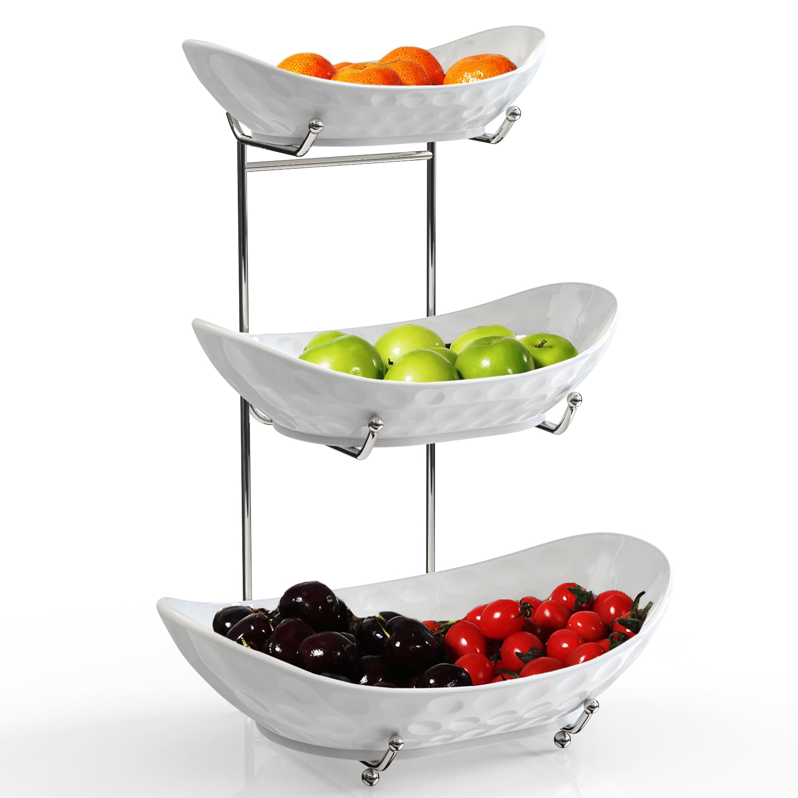 Acliys Fruit Bowl, 3 Tier Ceramic Fruit Basket, Serving Stand Serving ...