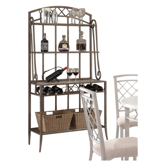 Saltoro Sherpi Metal Bakers Rack with Four Spacious Shelves and Wine ...