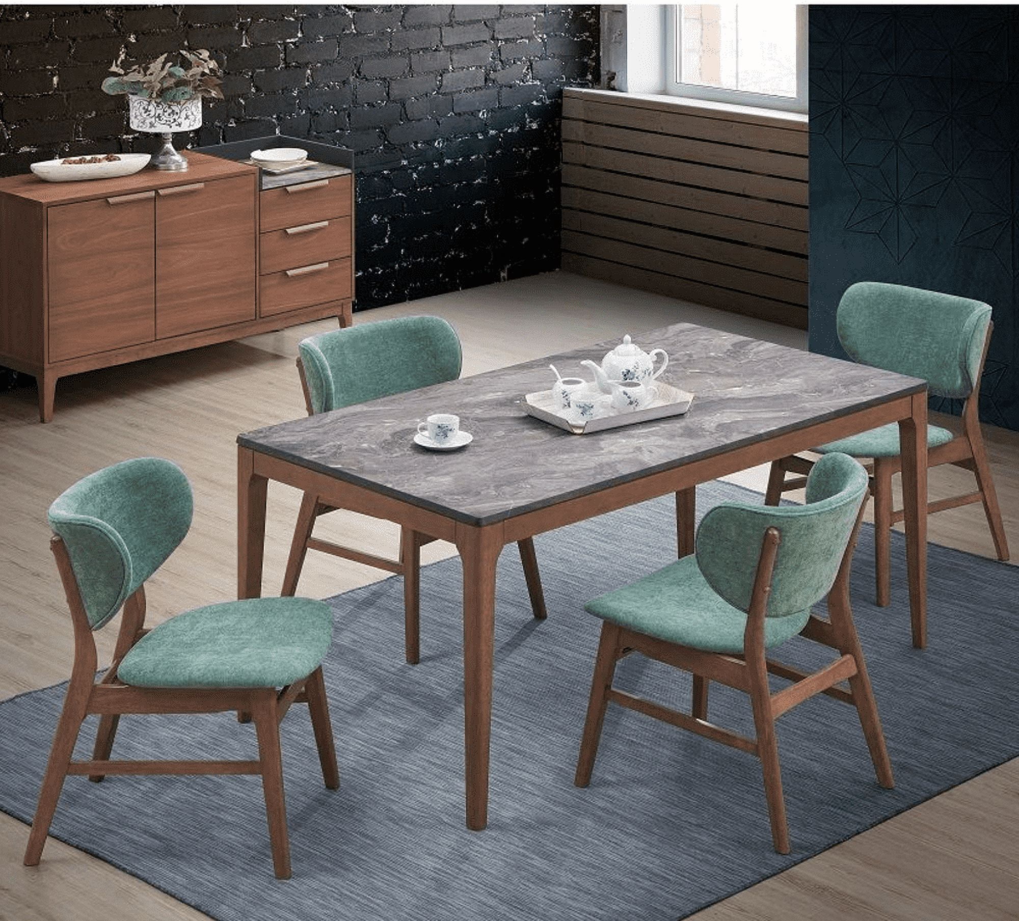 Acme Bevis DINING TABLE Engineered Stone Top & Walnut Finish - Walmart.com