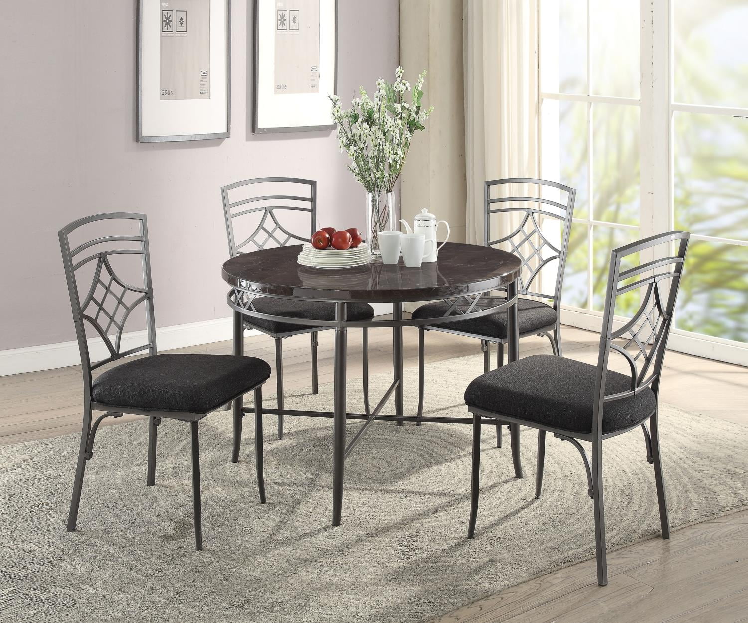 Acme Burnett Faux Marble Dining Table in Dark Gray - Walmart.com