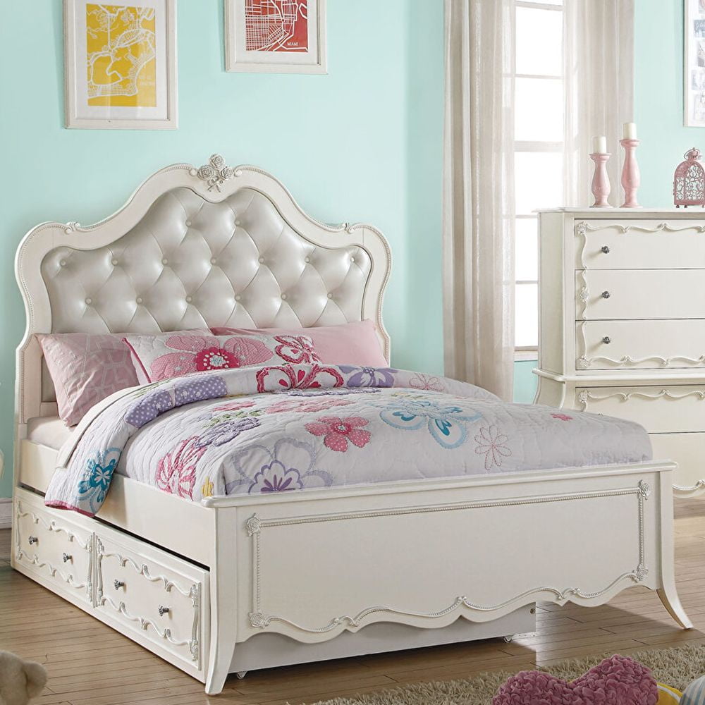Acme Edalene Full Bed Synthetic Leather & Pearl White - Walmart.com