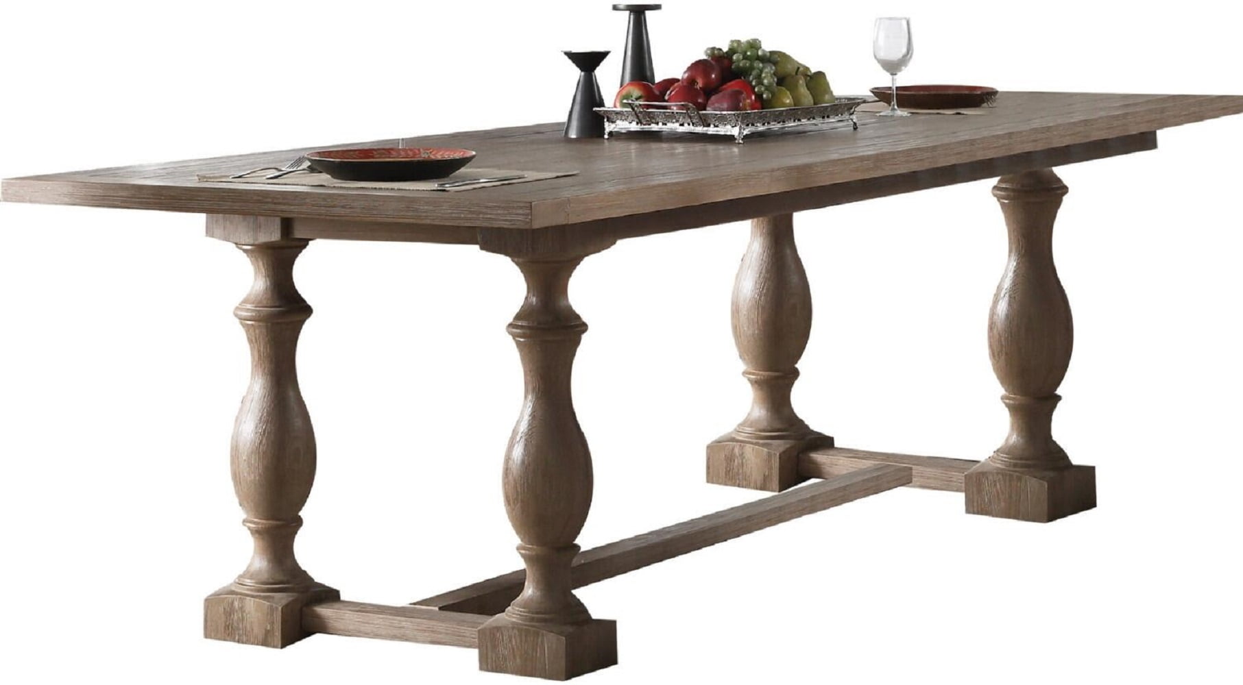 Acme Eleonore Dining Table in Weathered Oak - Walmart.com