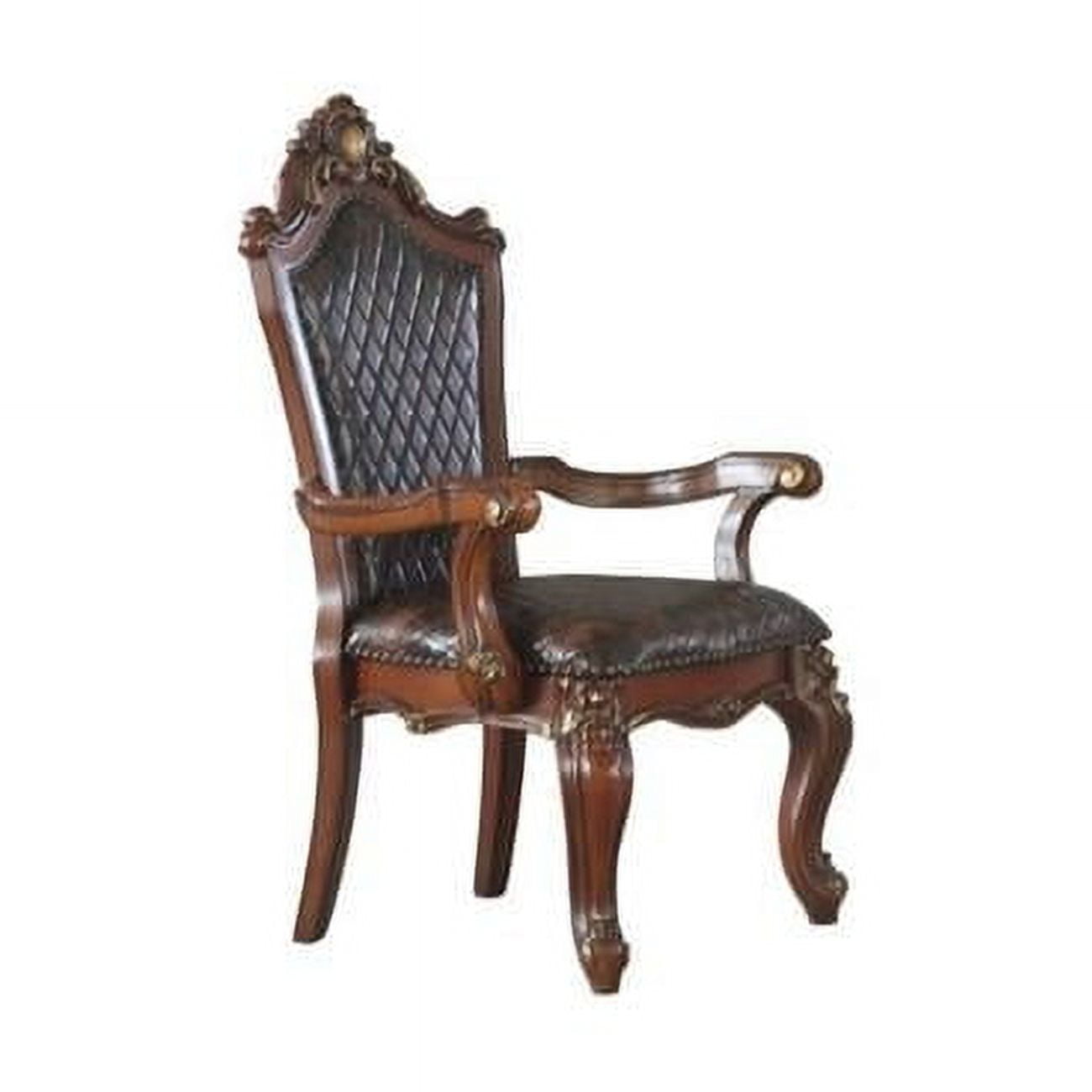 Acme Furniture 49 x 27 x 29 in. Picardy Arm Chair, Cherry Oak & PU ...