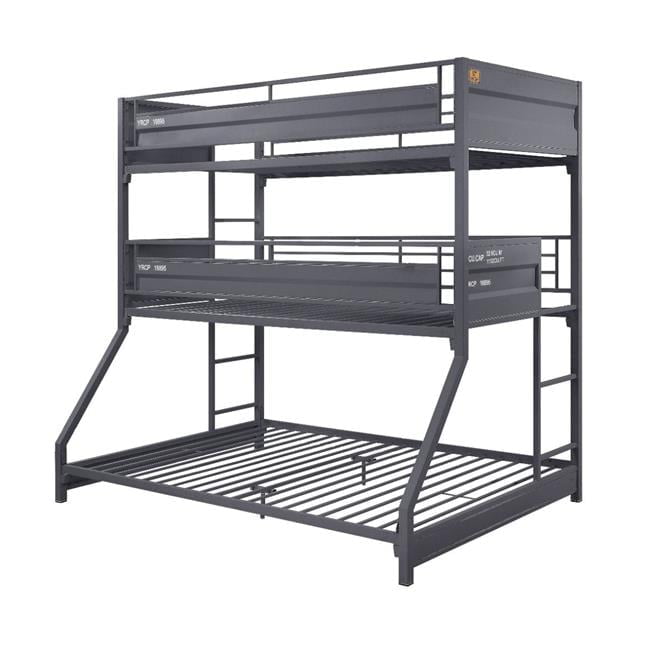 Acme Furniture 78 x 56 x 75 in. Cargo Triple Bunk Bed, Gunmetal - Twin ...