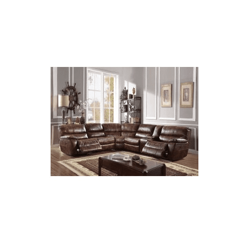 ACM-52070 - ACME Brax Sectional Sofa (Power Motion), 2-Tone Brown ...