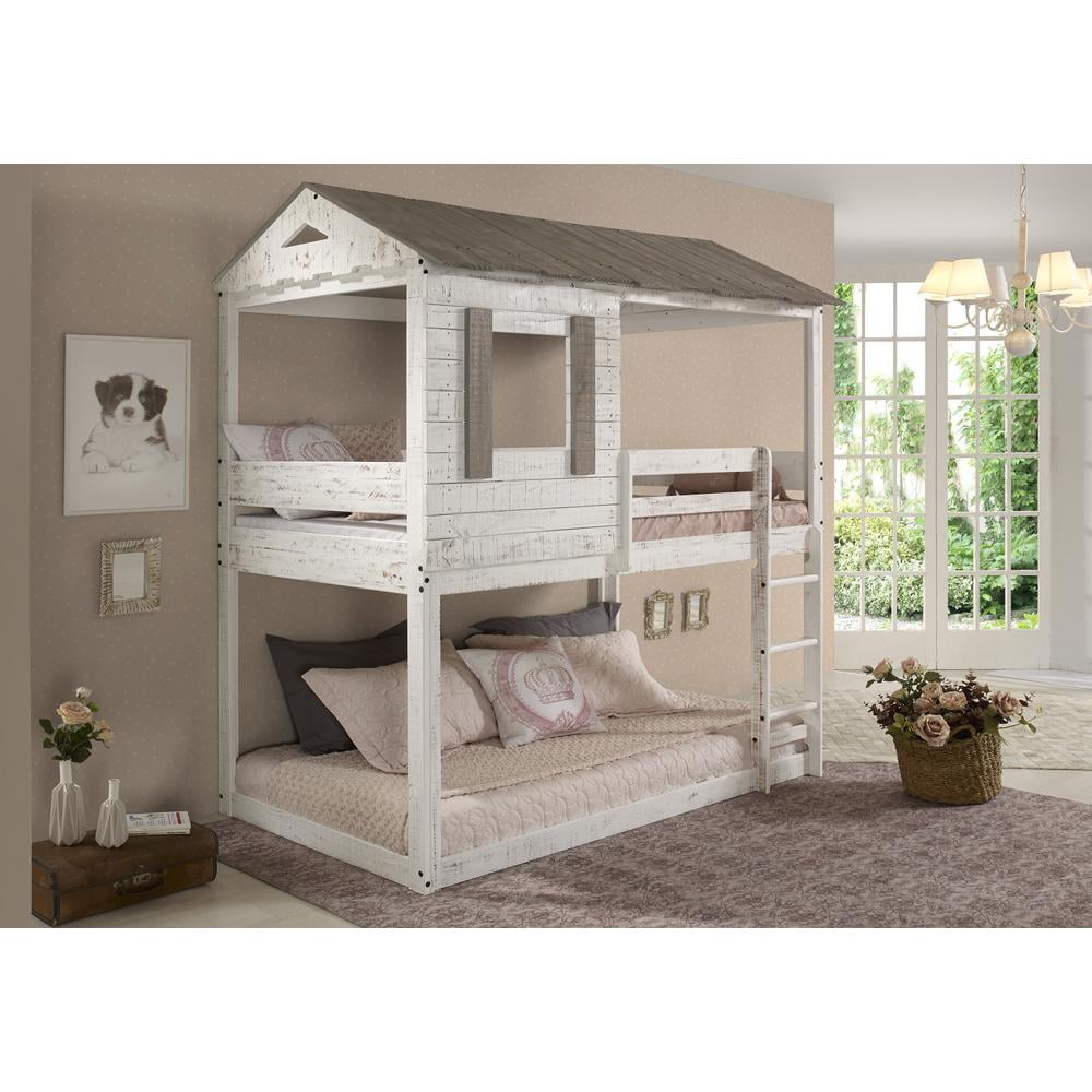Acme Furniture Darlene Farmhouse Wood Twin over Twin Bunk Bed in Rustic ...