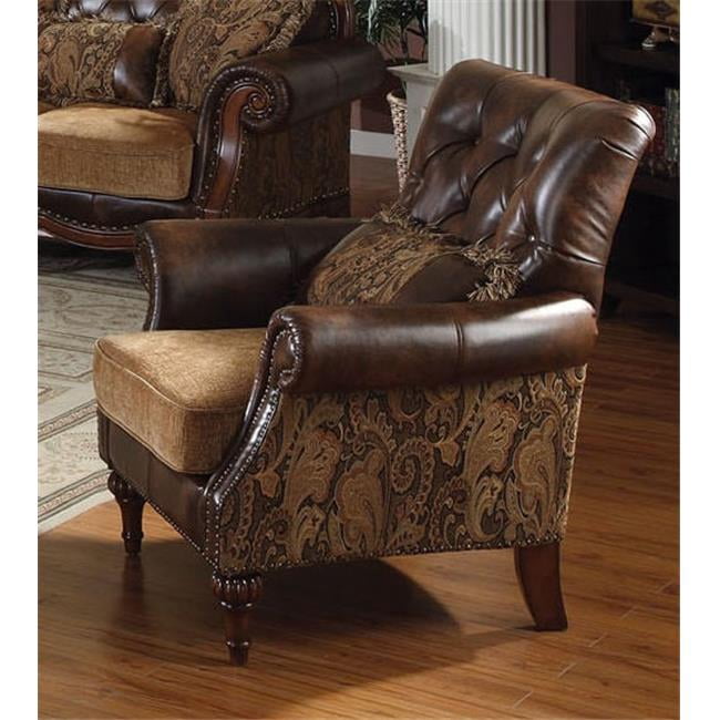 Acme Furniture Industry Dreena Bonded Leather Chair with Pillow - Brown ...