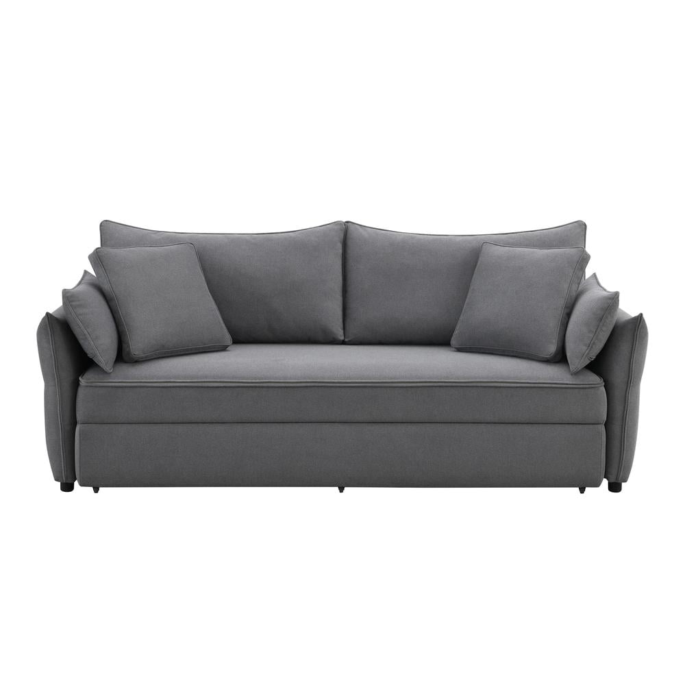 ACME Irina Fabric Upholstered Sofa with Pull-Out Sleeper and 4 Pillows ...