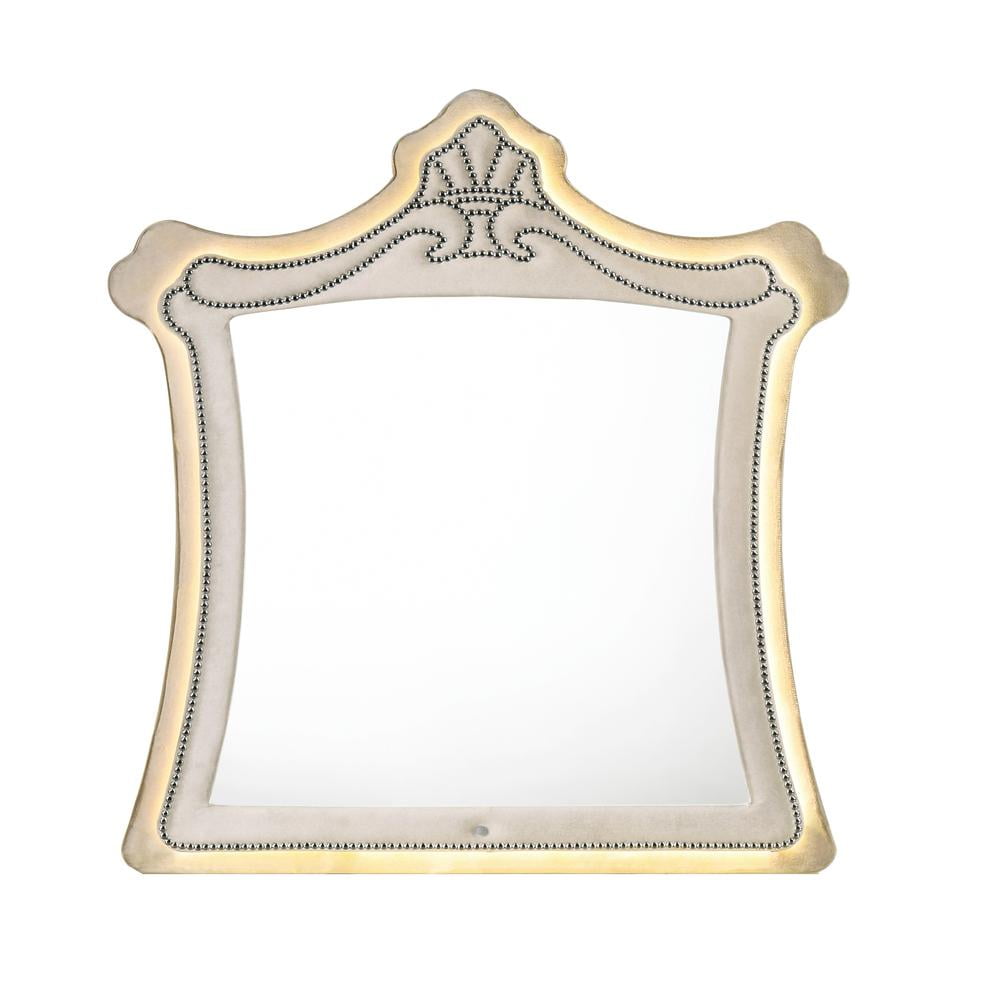 Acme Furniture Lucienne Mirror w/LED, Beige Velvet - Walmart.com