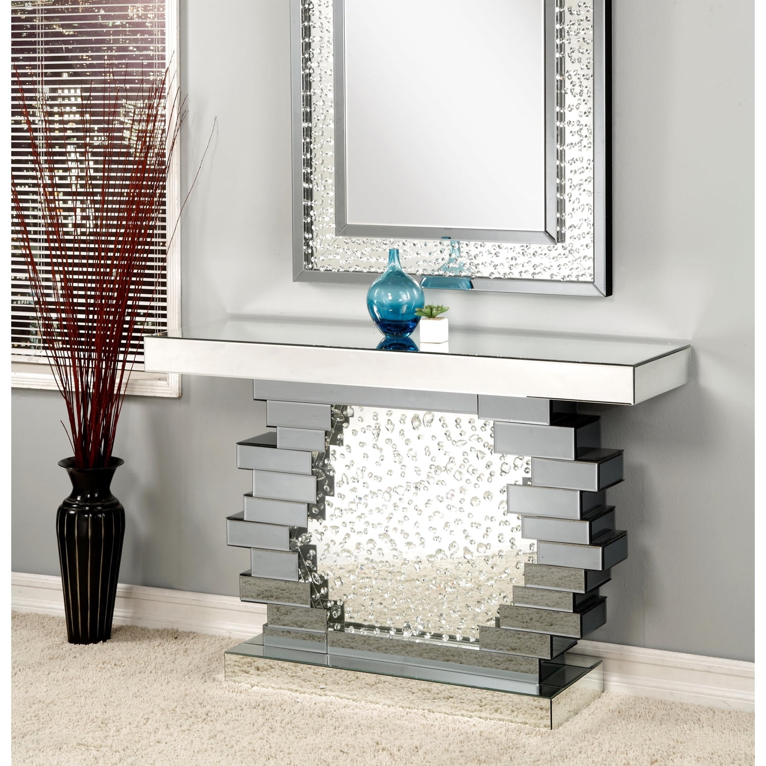 Acme Furniture Nelsa Console Table, Mirrored - Walmart.com