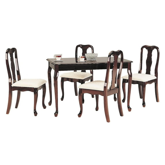 ACME Queen Anne 5Pc Pack Dining Set, Cherry-Finish:Cherry,Style ...