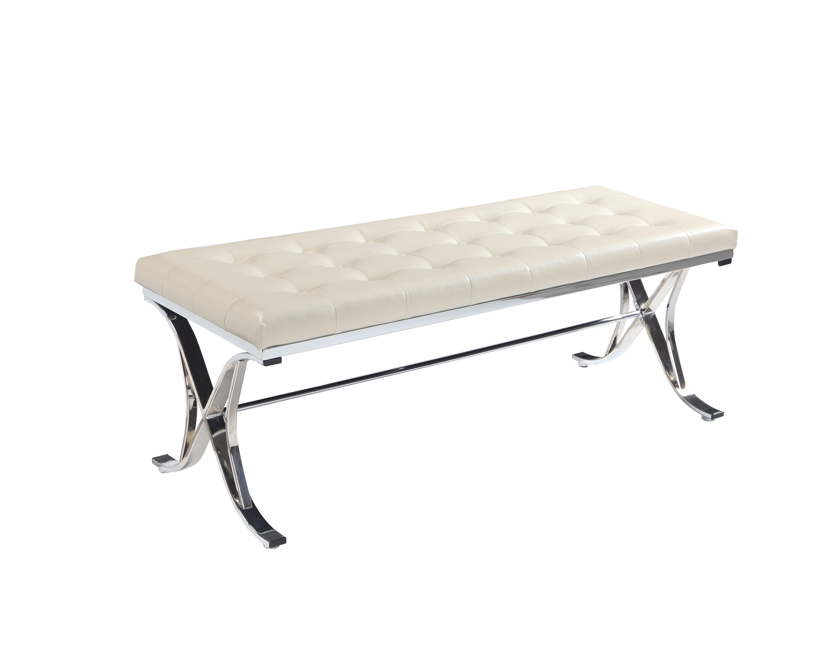 ACME Royce Bench, Beige PU & Chrome-Color:Beige PU & Chrome,Quantity:1 ...