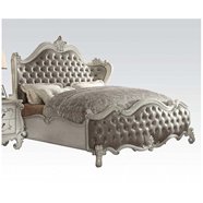 ACME Versailles Tufted Upholstered King Panel Bed in Dark Brown and ...